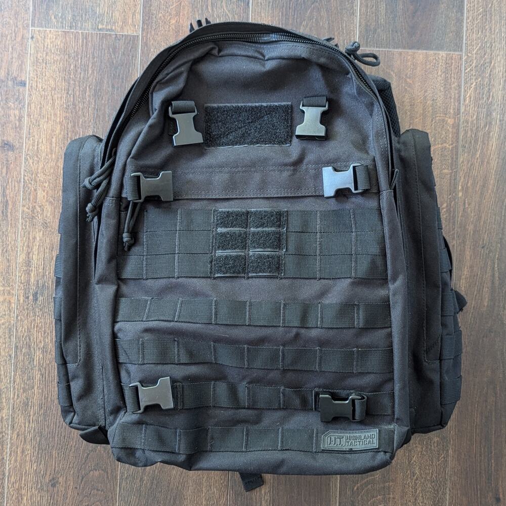 Highland Tactical Military Style Backpack Molle Black - Gem